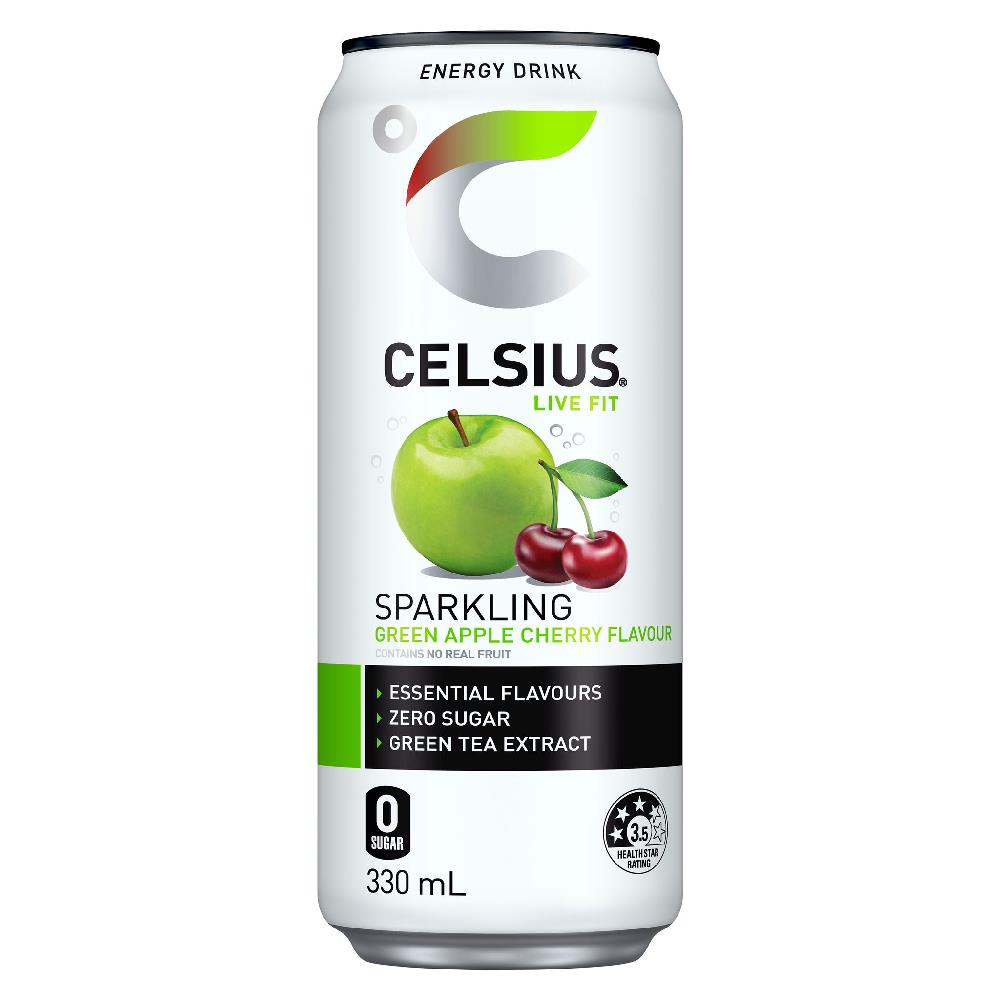 330ML CELSIUS SP/ENERGY-GR/APPLE CHERRY (24) - Kelly's Distributors Pty Ltd