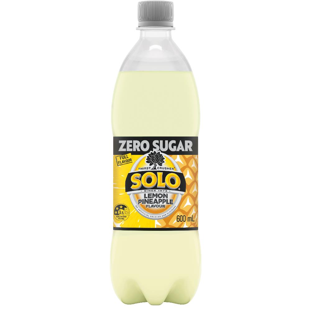 600ML ZERO SUGAR SOLO - LEM/PINE (24) - Kelly's Distributors Pty Ltd